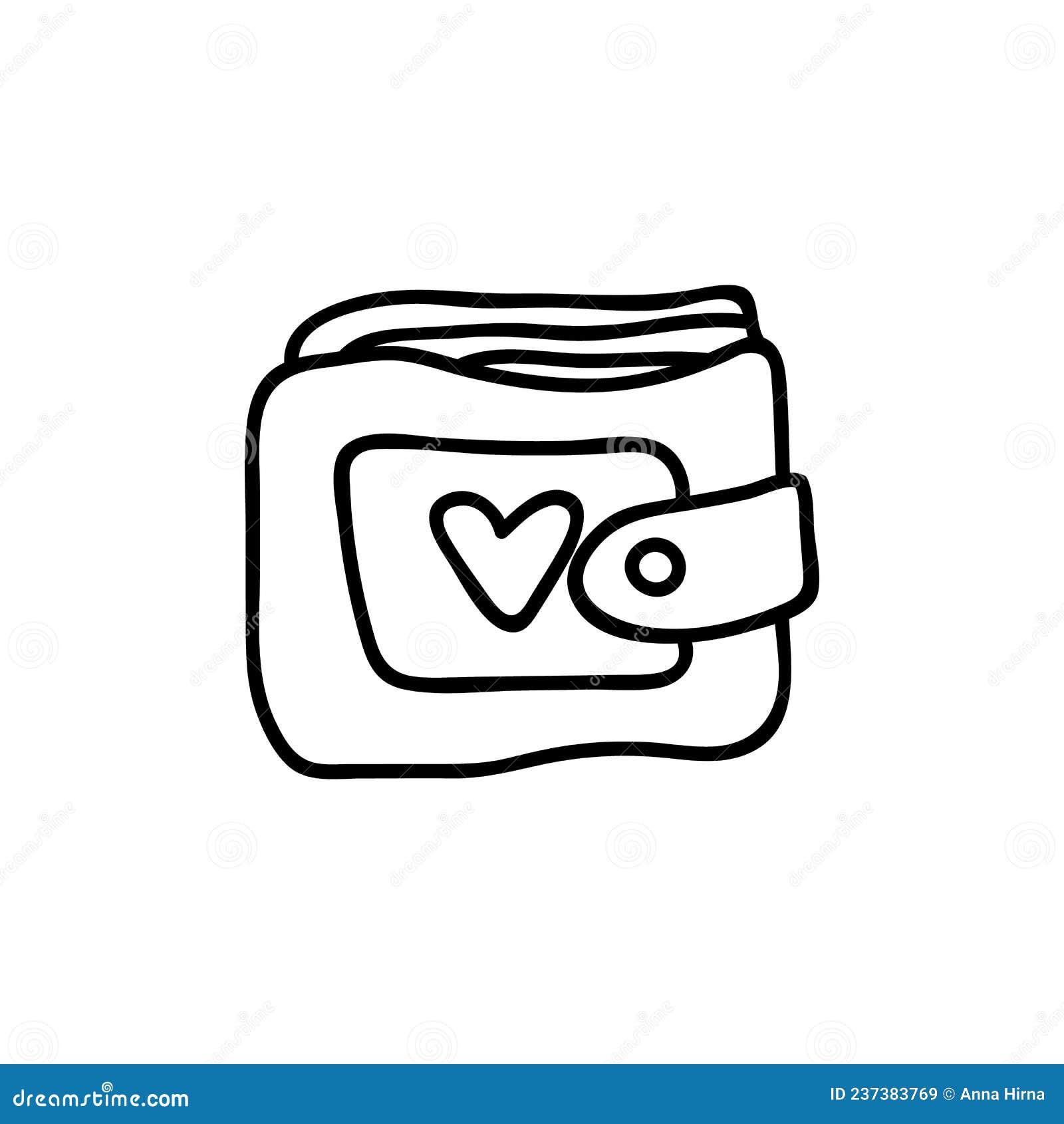 Single Hand Drawn Wallet. Vector Illustration in Doodle Style. Isolate ...