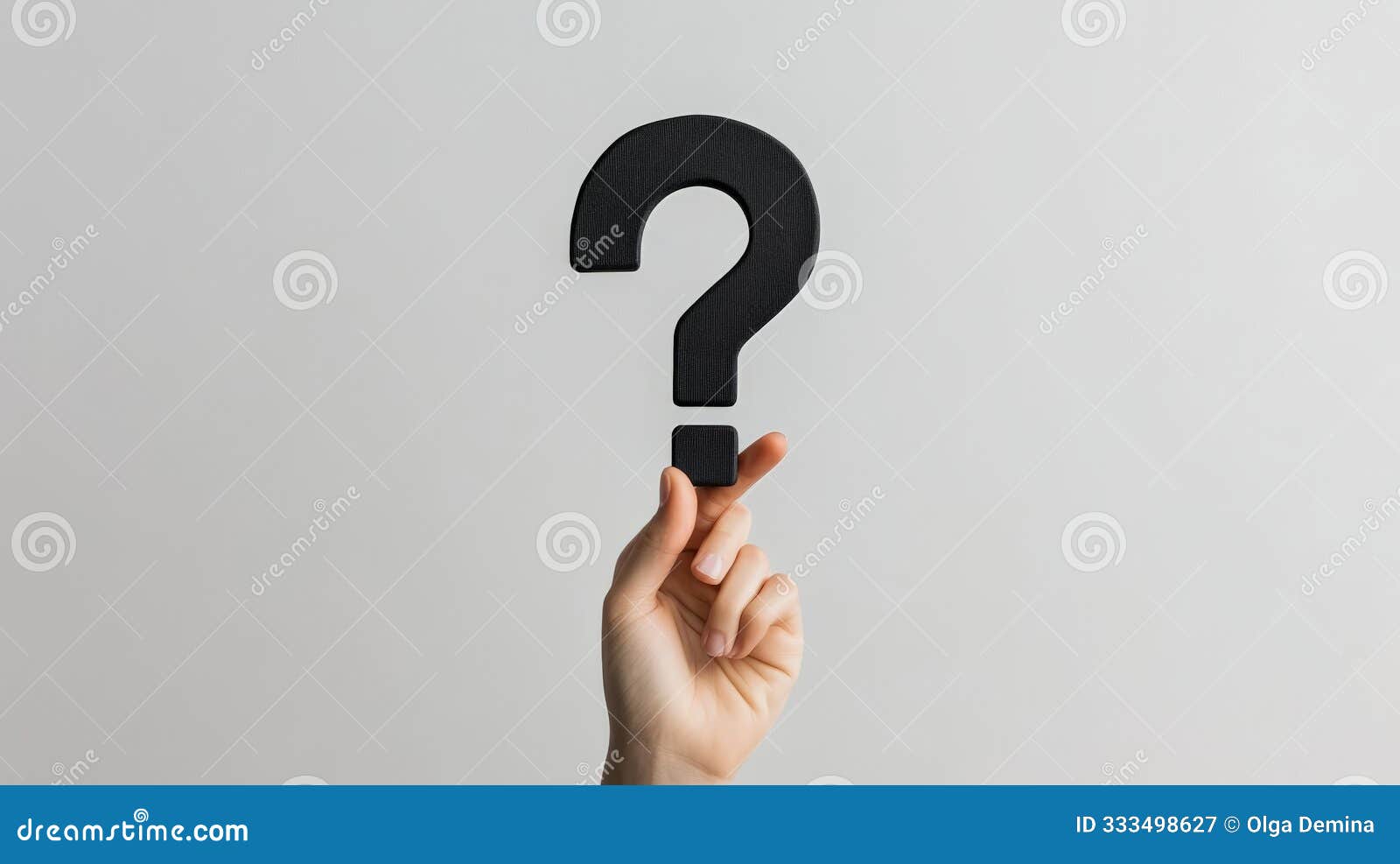 Single Hand Holding a Black Question Mark on a Plain White Background ...