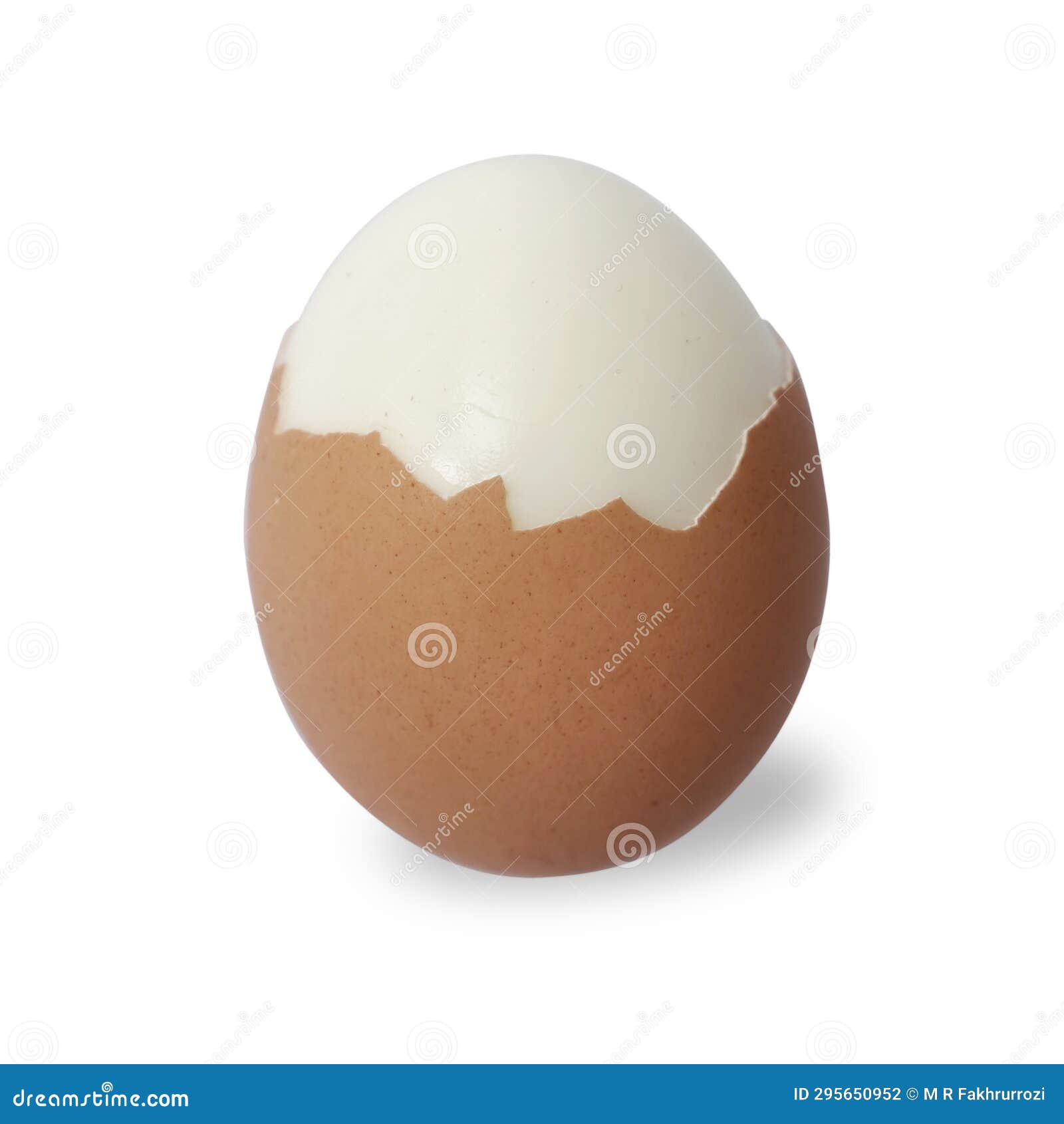Single Hard Boiled Peeled Chicken Egg with Cracked Shell Cut Out ...