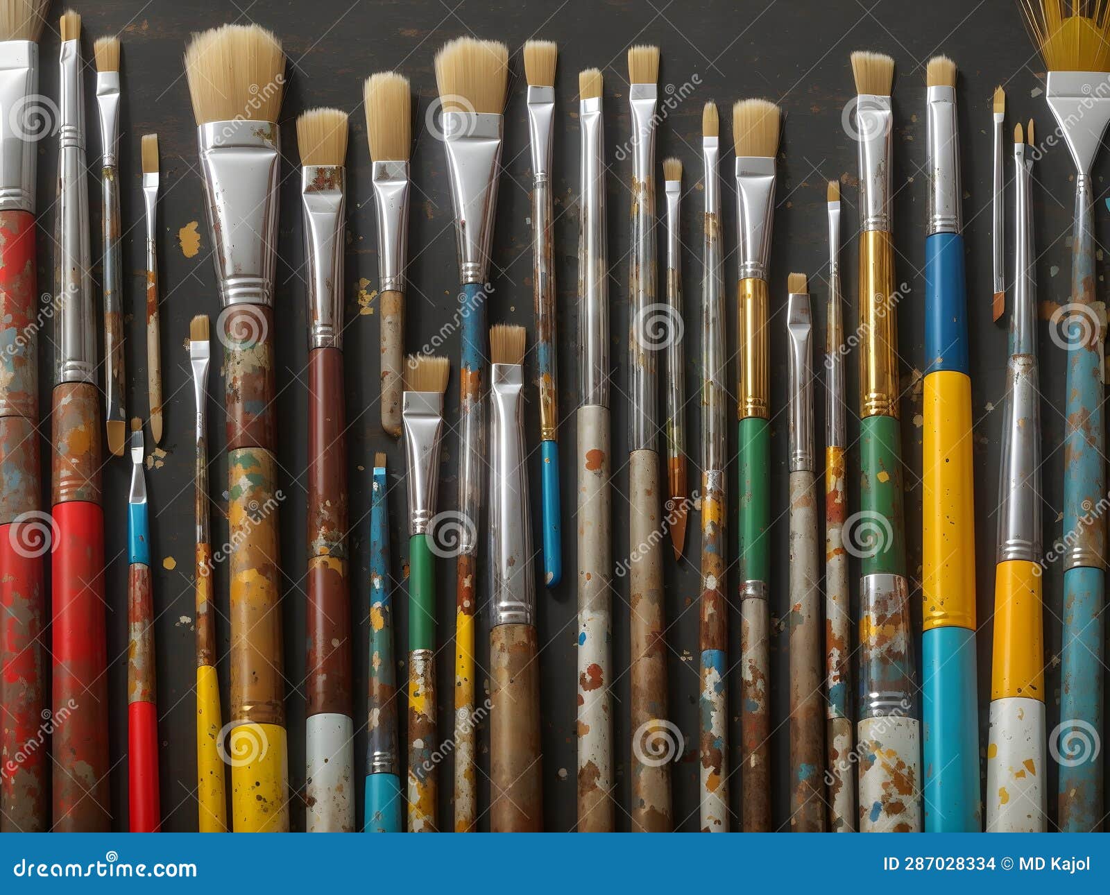 Single Head Color Brush Multiple Size Black Background Stock ...