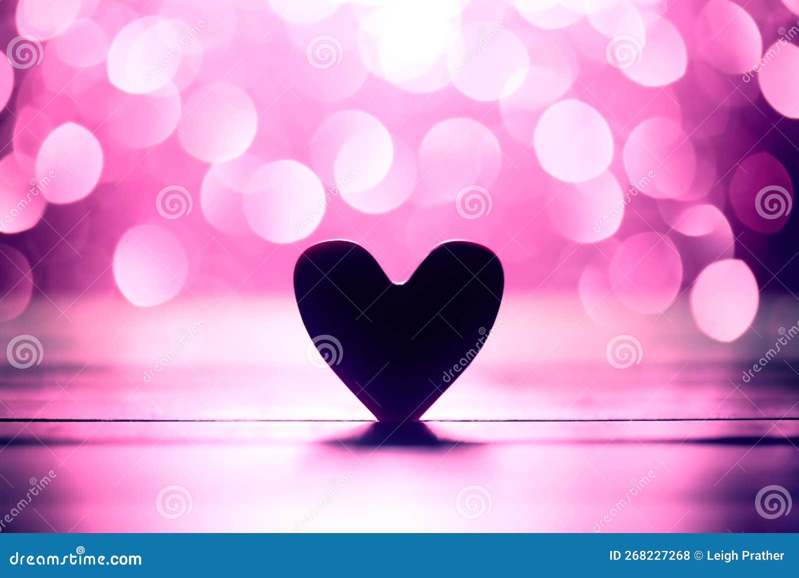Single Heart and Pink Bokeh Abstract Background Stock Photo - Image of ...