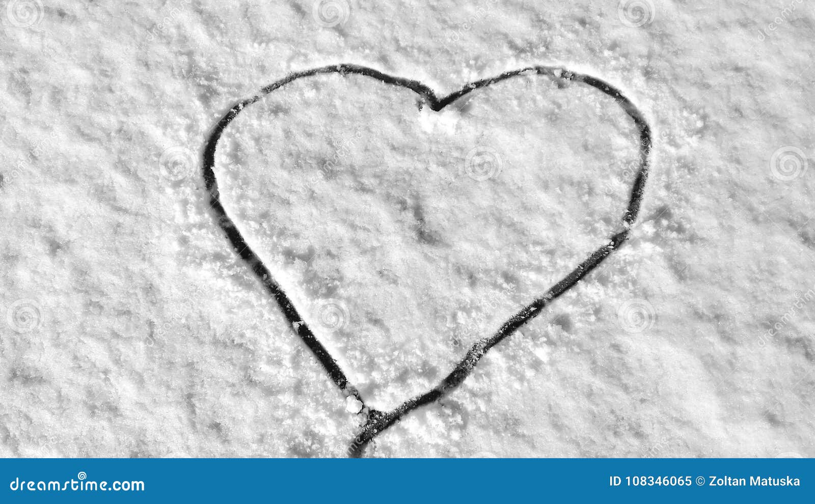 Single Heart on Snow Romantic Wintertime Background Stock Image - Image ...