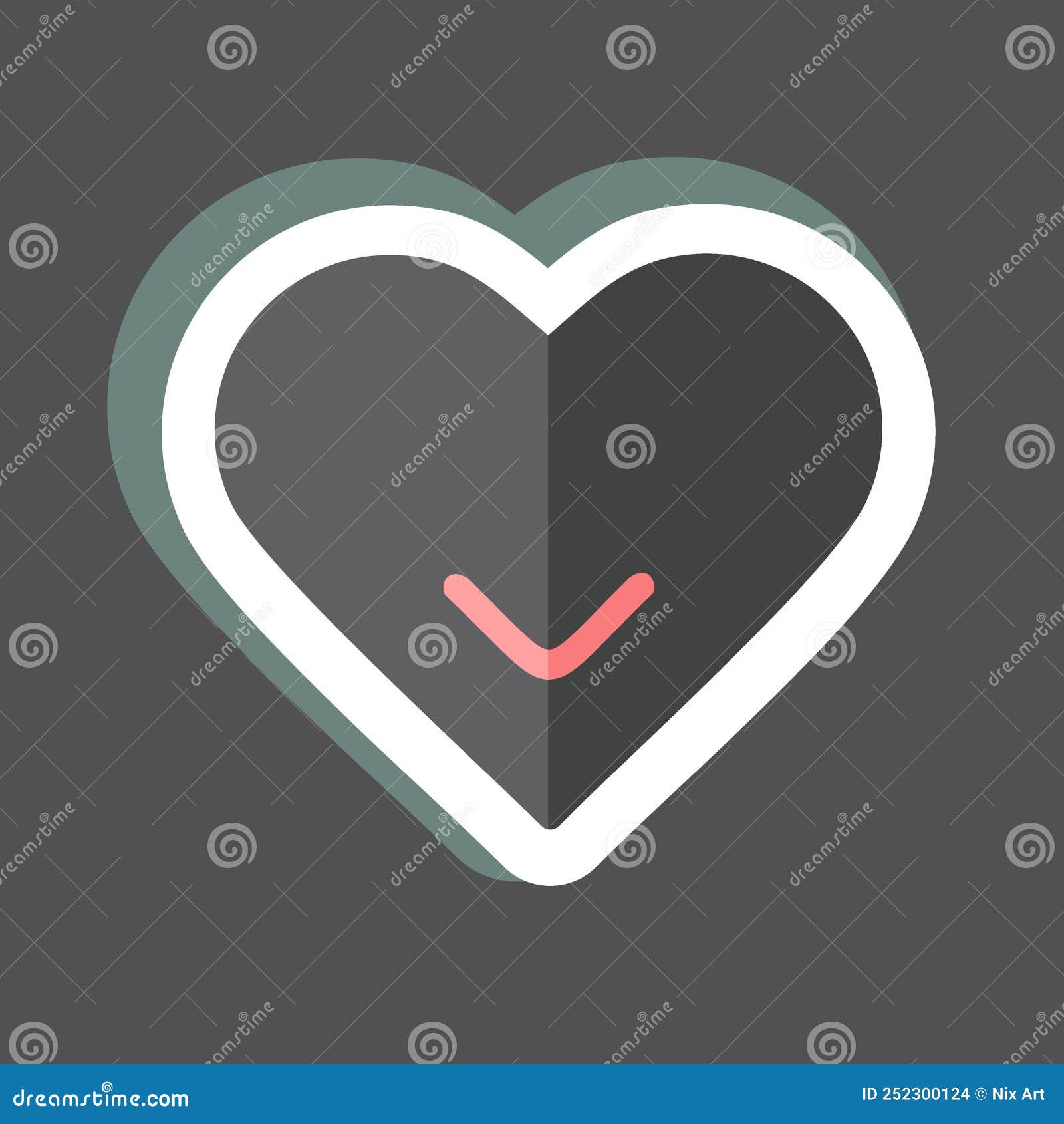 Single Heart Sticker in Trendy Isolated on Black Background Stock ...