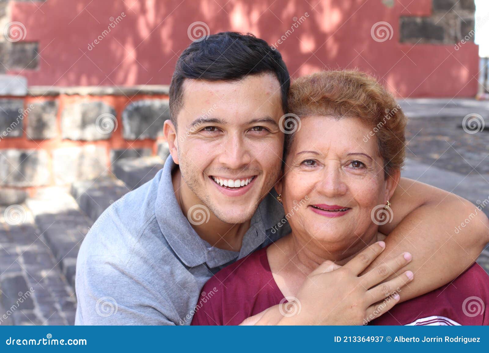 Single Hispanic Mature Mother With Only One Adult Son Stock Image