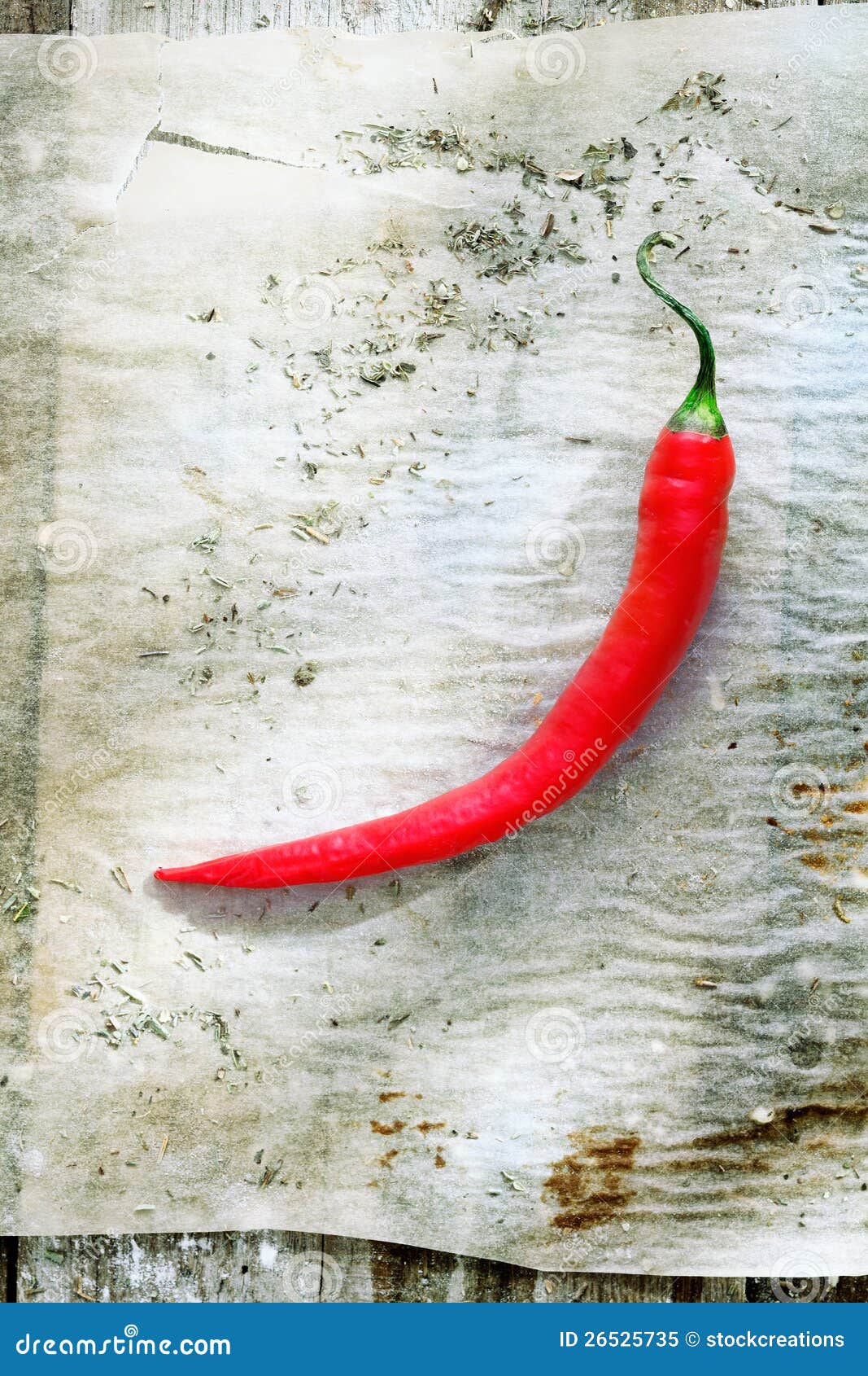 Single Hot Chili on Grungy Paper Stock Image - Image of purity ...