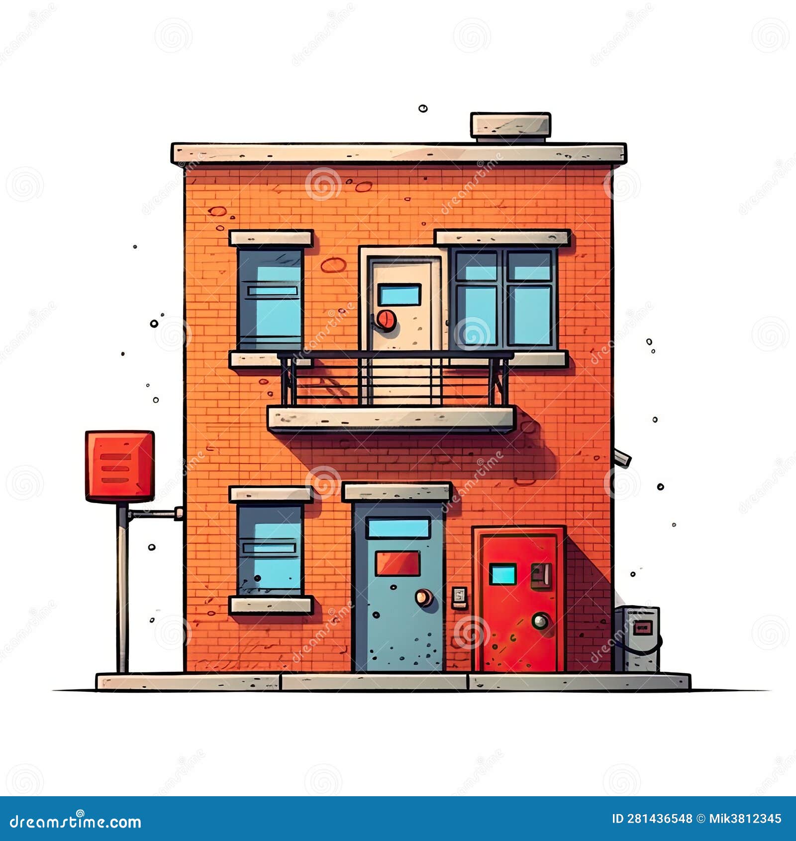 Single House Isolated Cartoon Style. Stock Illustration - Illustration ...