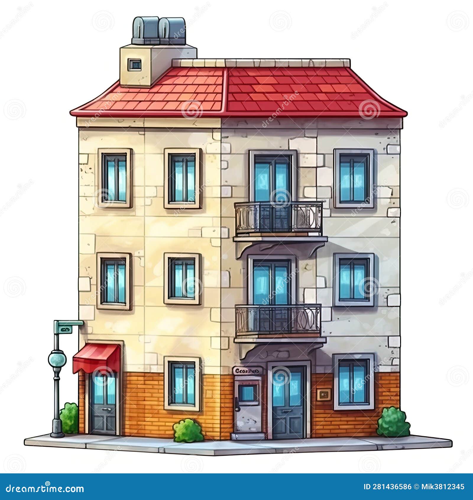 Single House Isolated Cartoon Style. Stock Illustration - Illustration ...