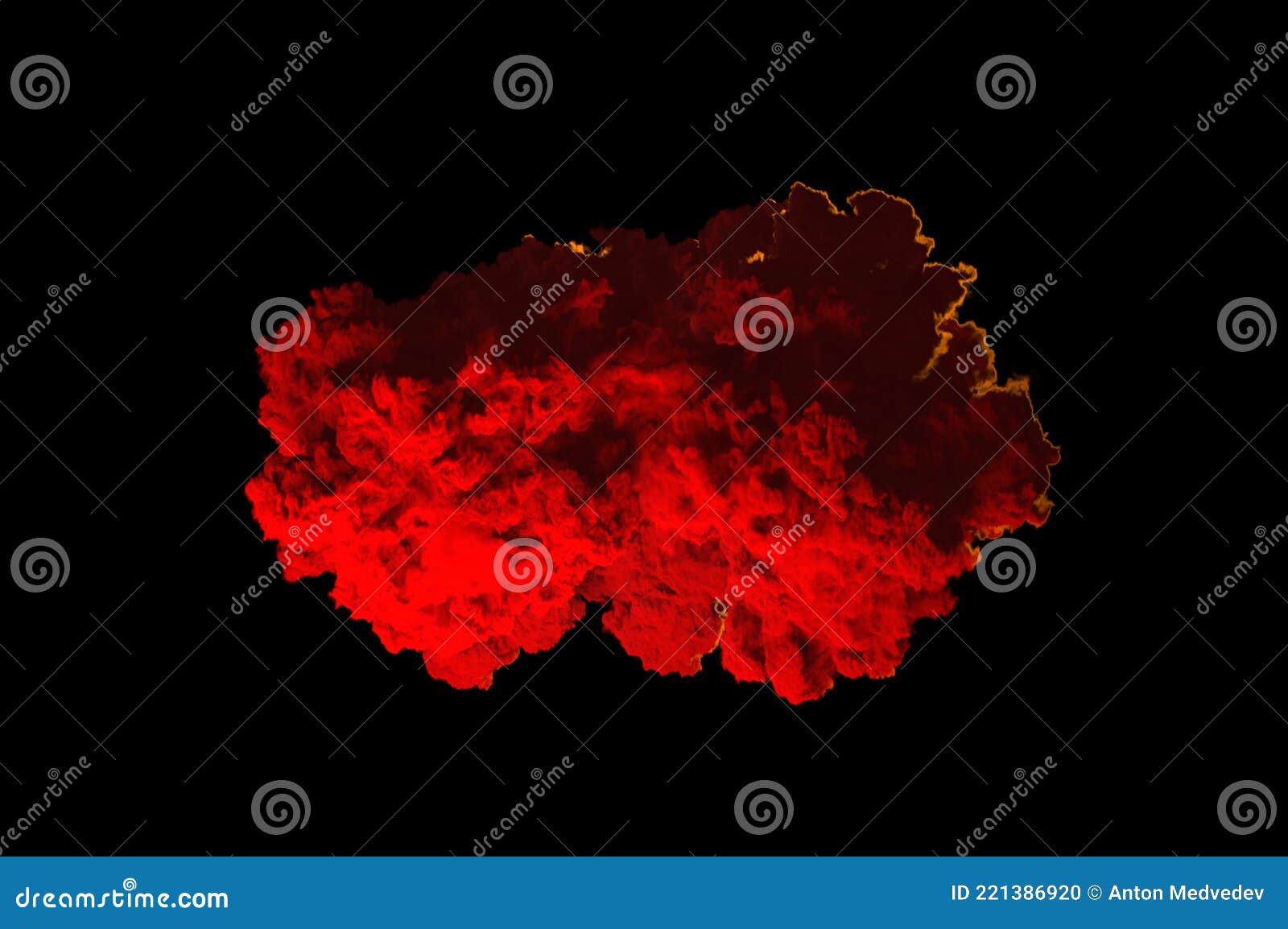 Single Huge Red Cloud on Black Isolated, Computer Generated Nature 3D ...