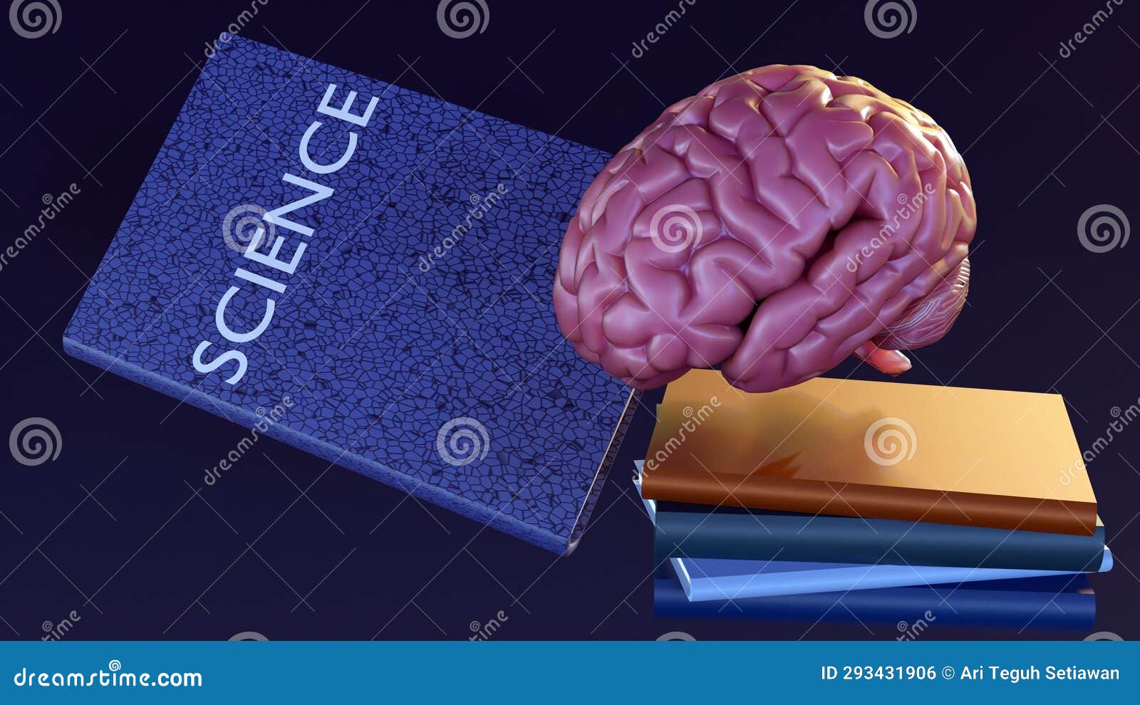 Human Brain and Stack of Science Books Stock Illustration ...