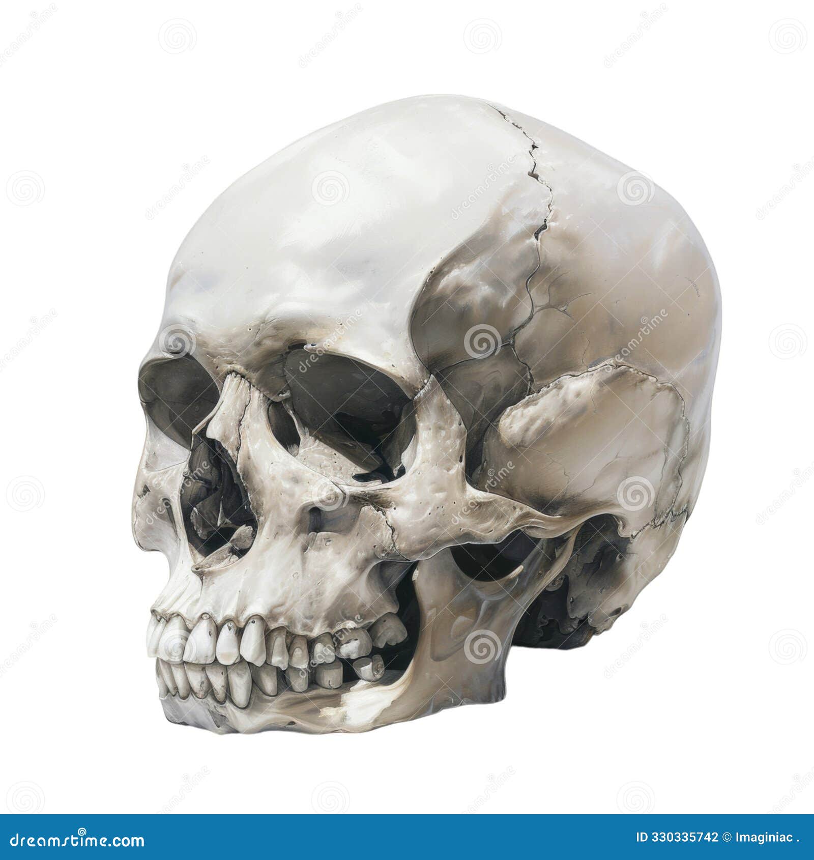 A Single Human Skull, Profile View Stock Photo - Illustration of morbid, mortality: 330335742