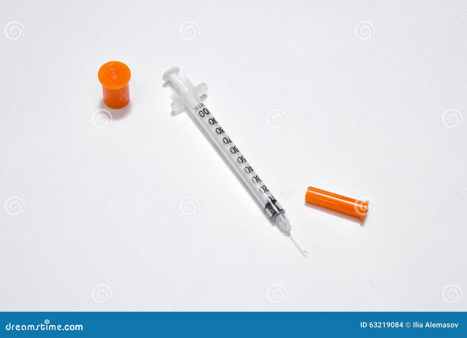 Single Insulin Syringe Isolated on White Stock Photo - Image of ...