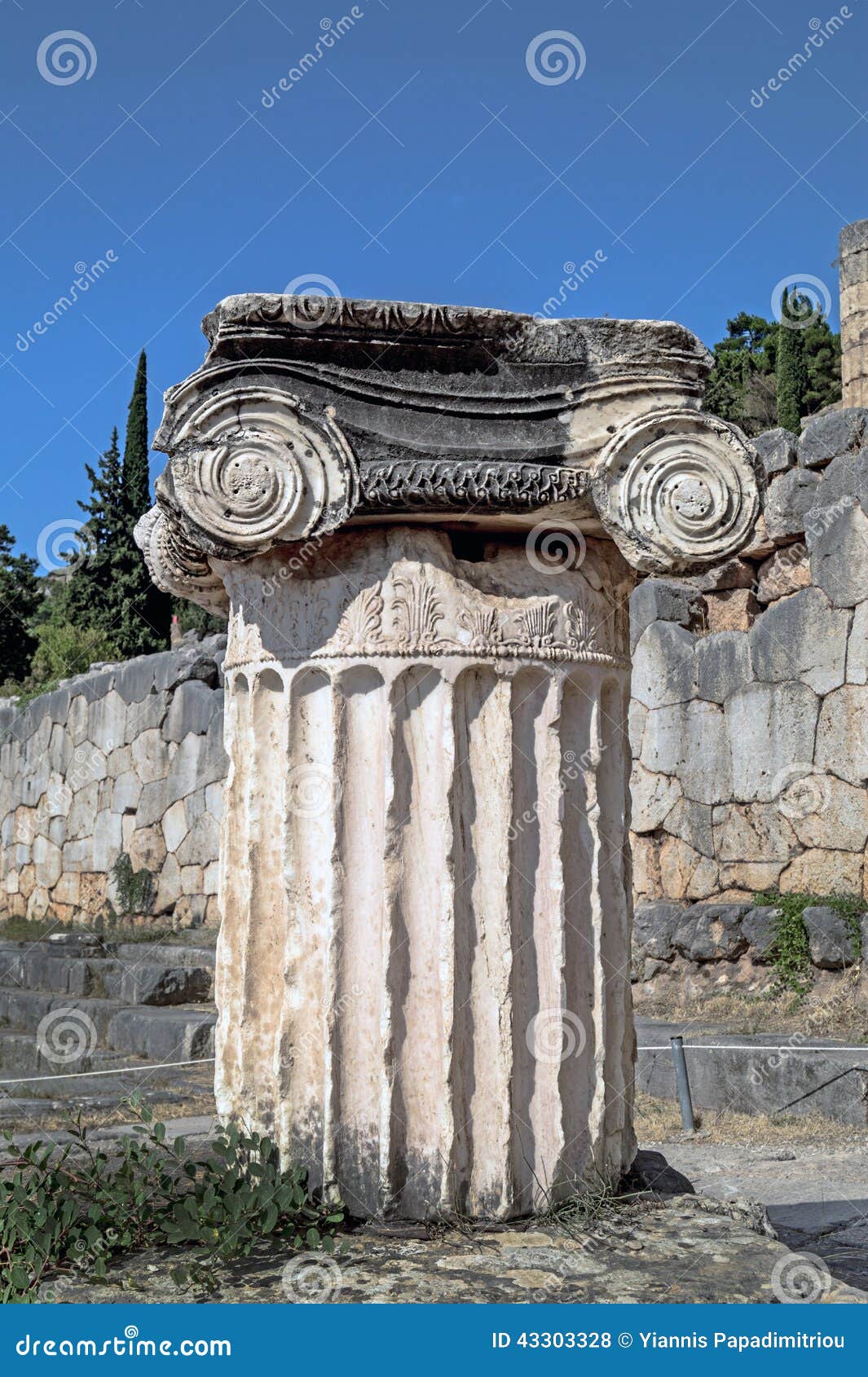 Single Ionic Order Capital at Delphi in Gree Stock Photo - Image of ...