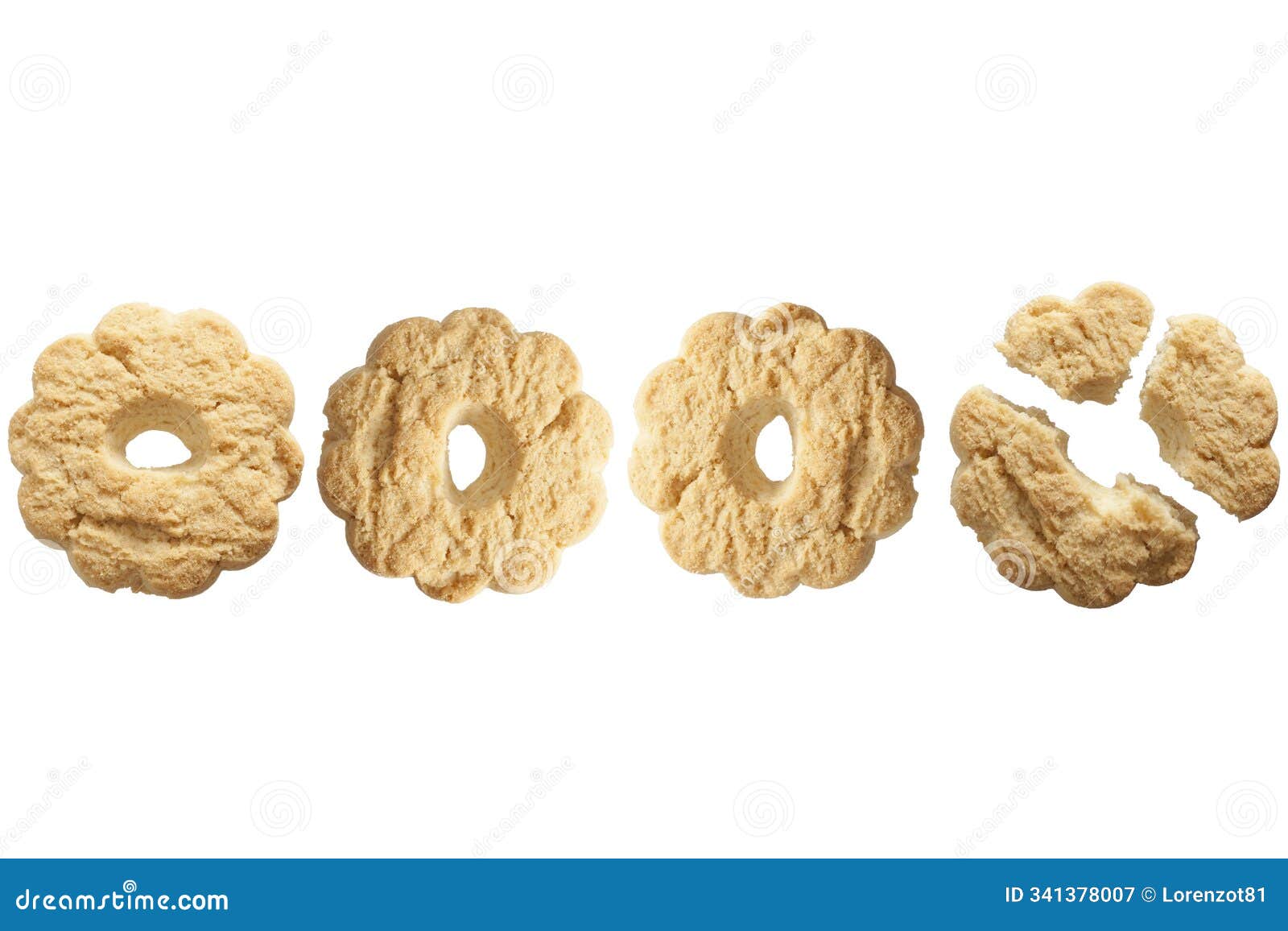 Single Isolated Broken Biscuit in White Background Stock Image - Image ...