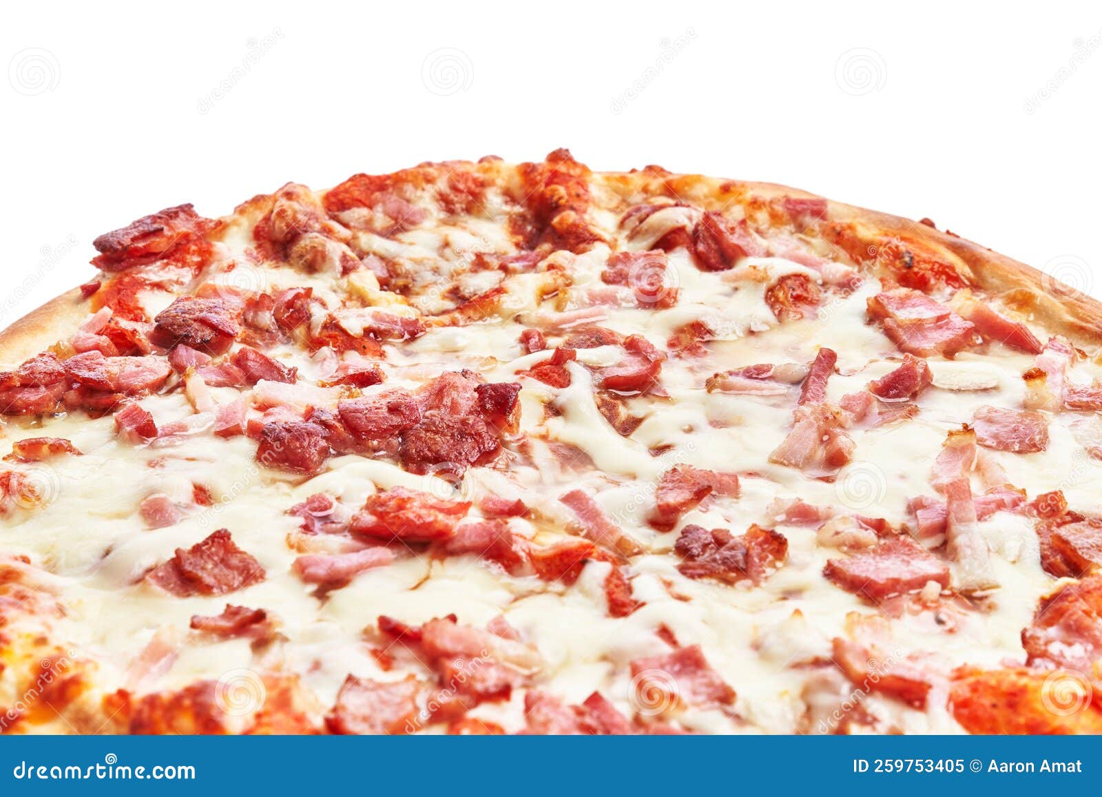 Single Italian Bacon Pizza Over White Isolated Background Stock Image ...