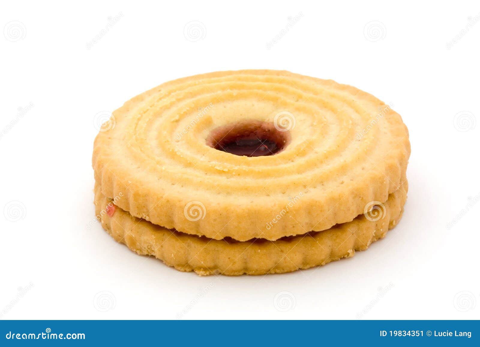 Single Jam Filled Biscuit Over White Stock Image - Image of cream ...