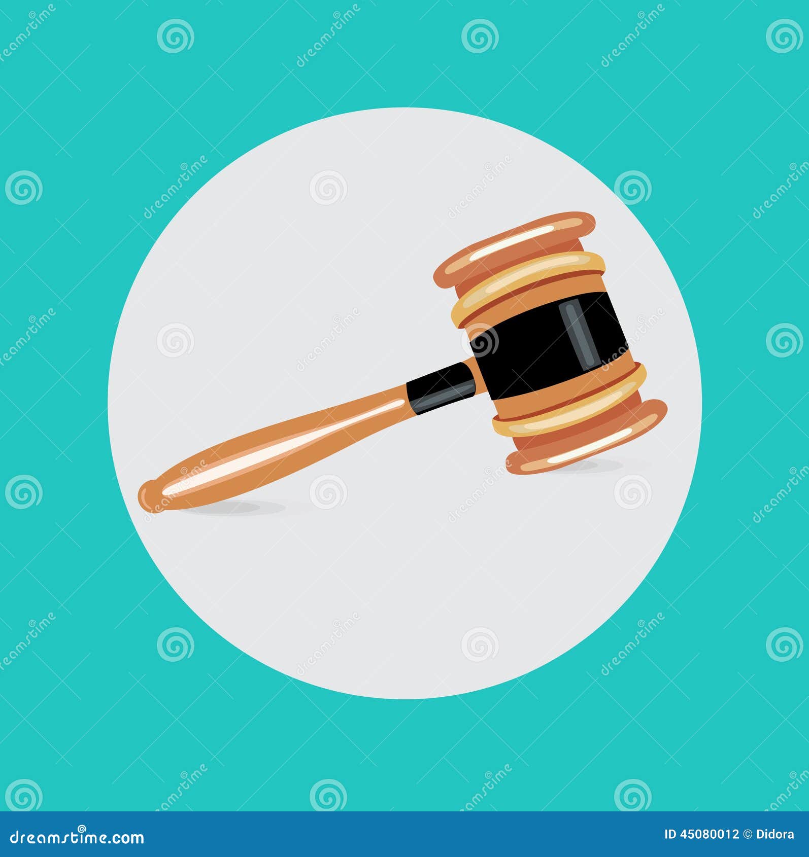 Single Judge Gavel Flat Design Vector Stock Vector - Illustration of ...