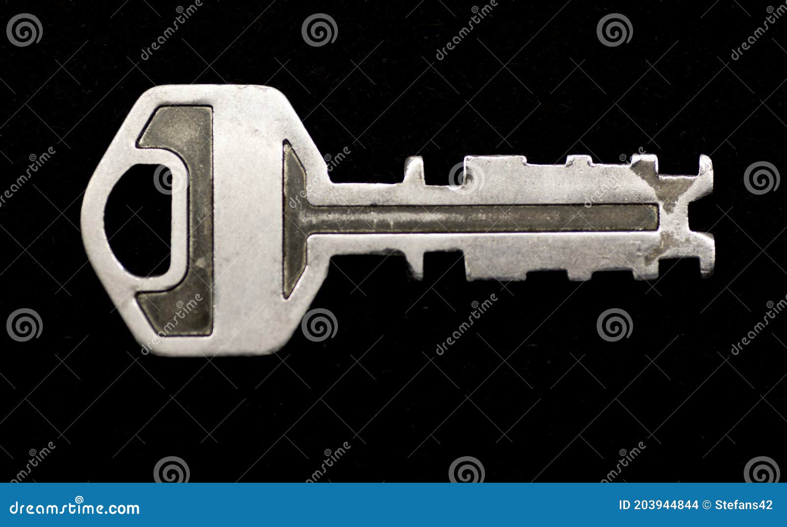 Single Key Isolated on Black Background. Stock Photo - Image of unlock ...