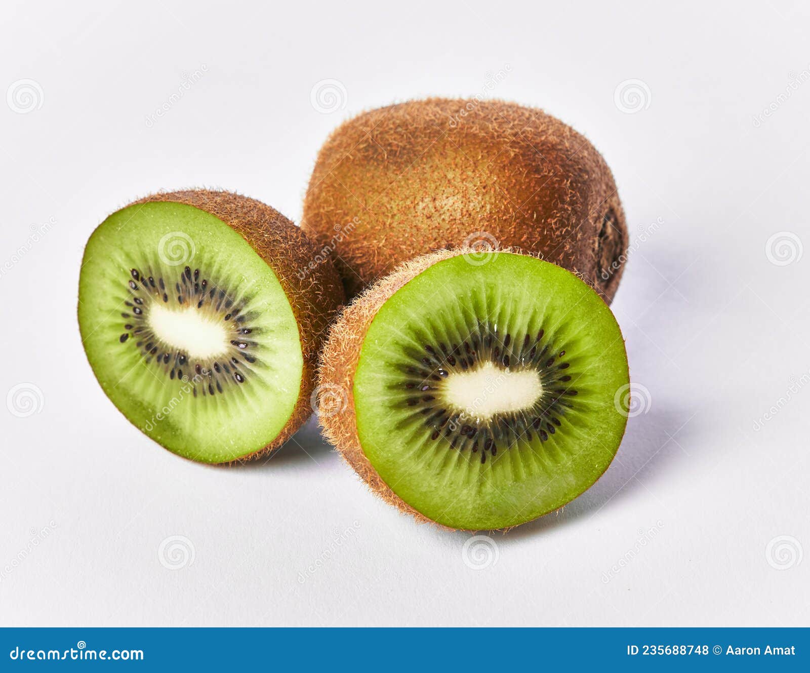 Single Kiwi and Slices Isolated on a White Background Stock Photo ...