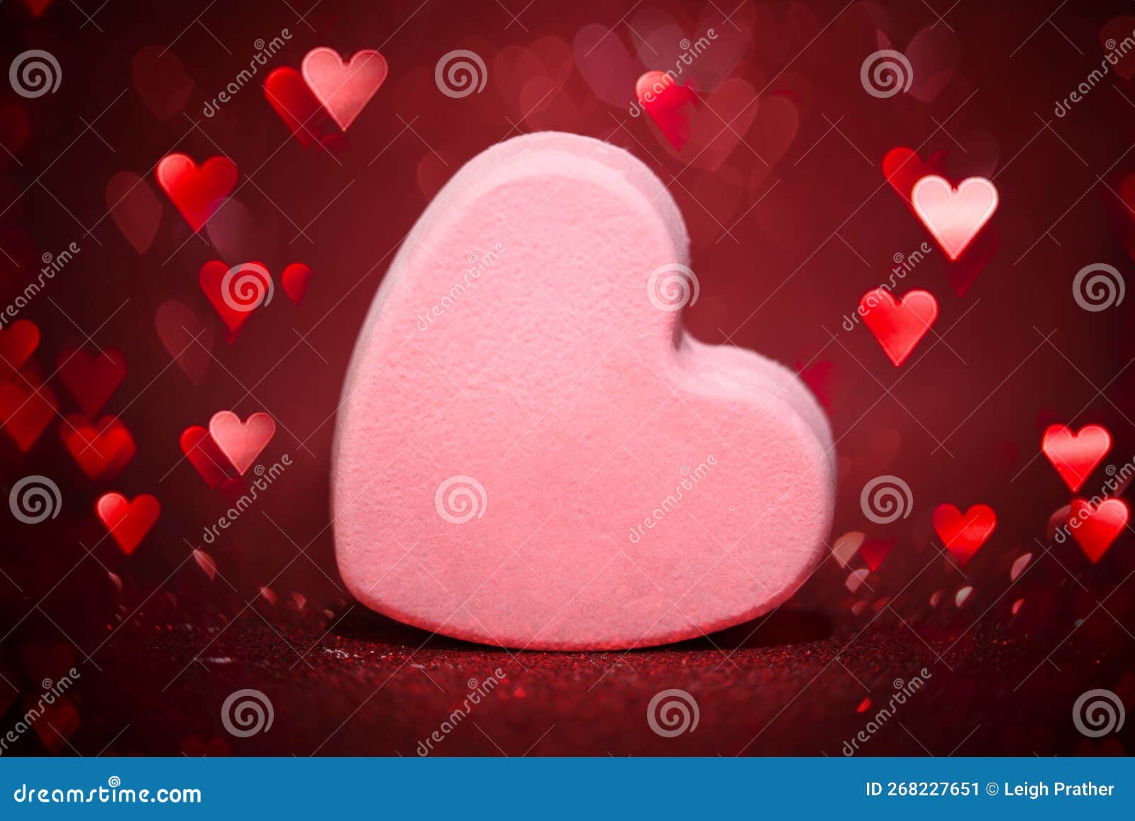 Single Large Blank Candy Heart for Valentines Day Surrounded with Shiny ...