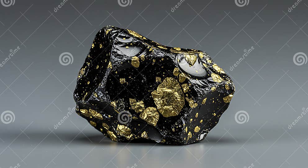 A Single Large Chunk of Black Obsidian with Embedded Gold Specks ...