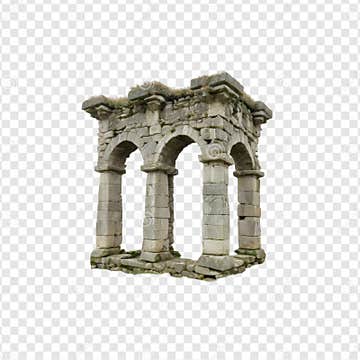 Ancient Crumbling Stone Structure on Transparent Background Stock ...