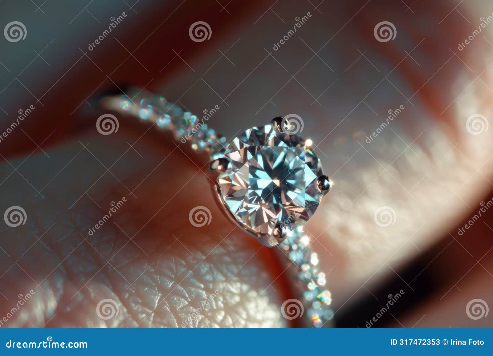 Single Large Diamond Ring on a Finger Stock Image - Image of precious ...