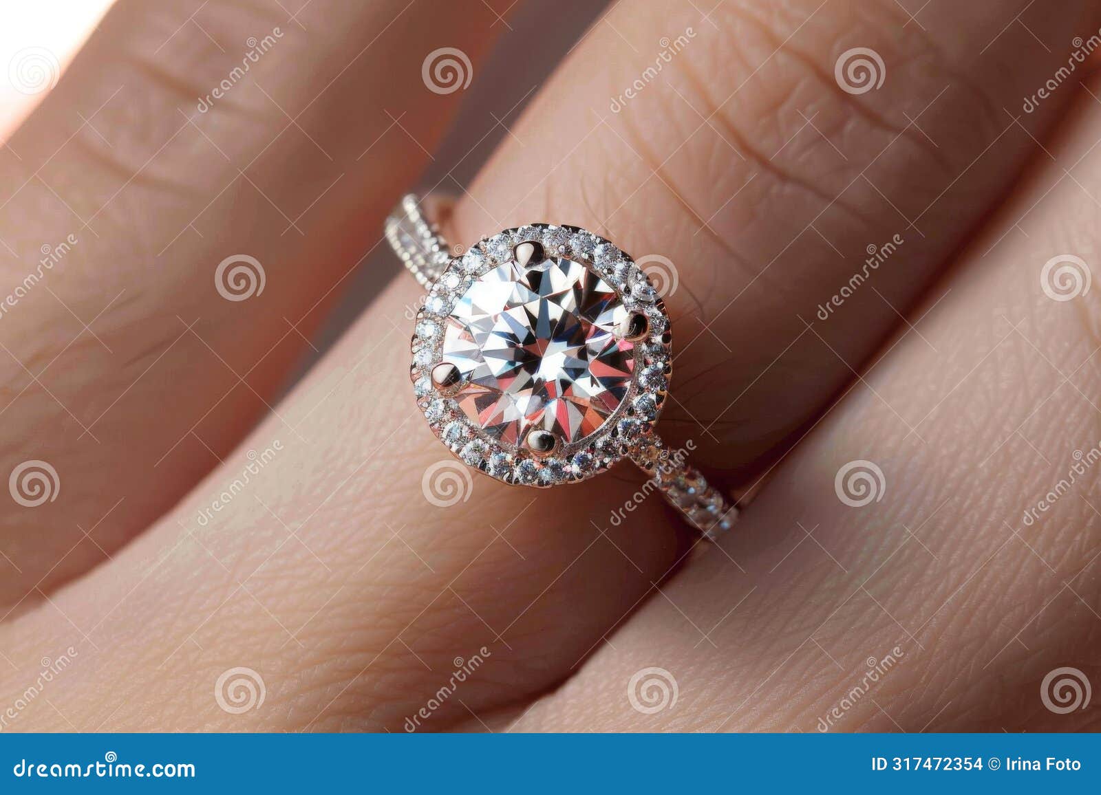 Single Large Diamond Ring on a Finger Stock Photo - Image of cherish ...