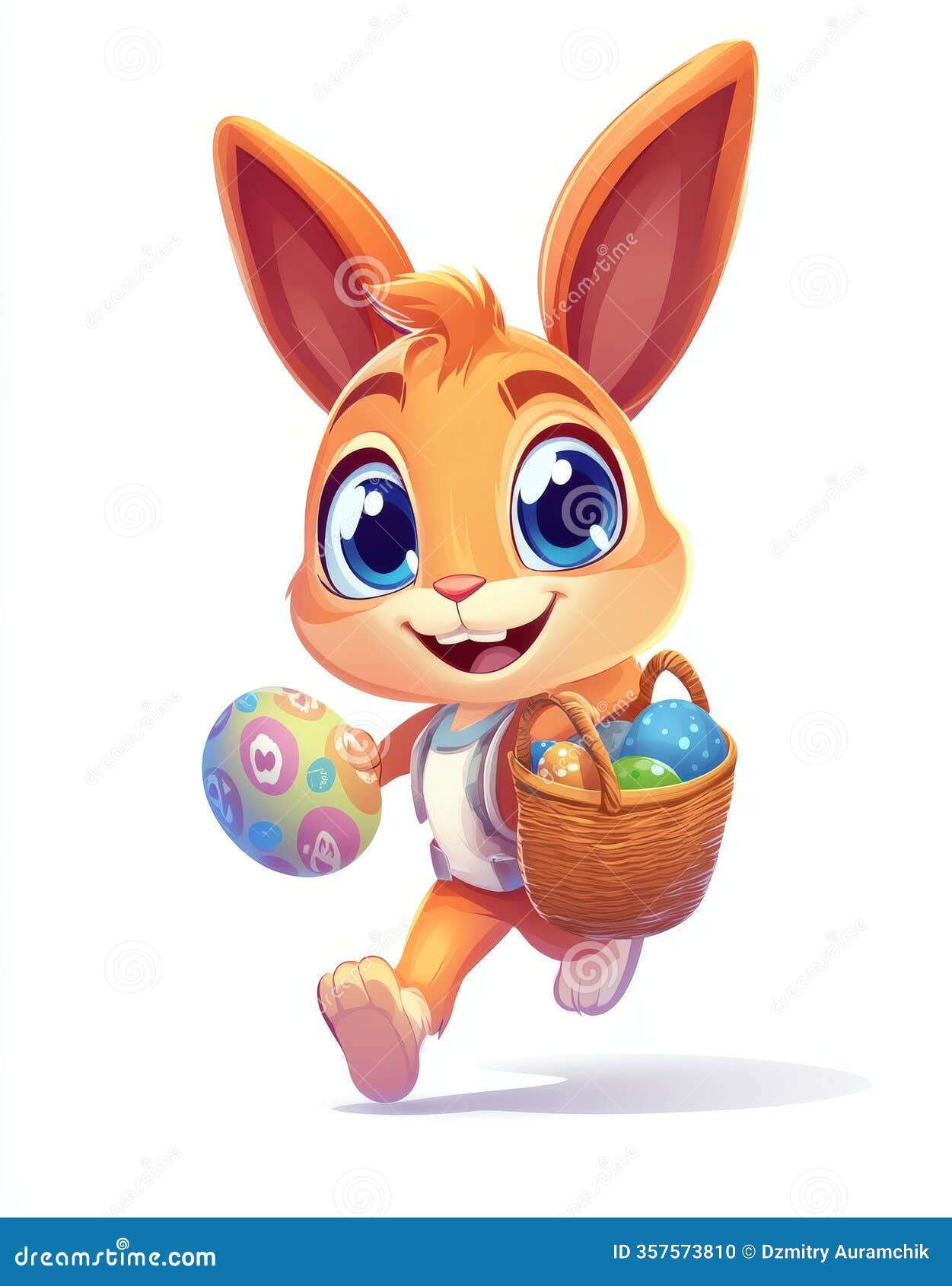 A Single-layer Modern Clip Art of a Joyful Easter Bunny with a Basket ...