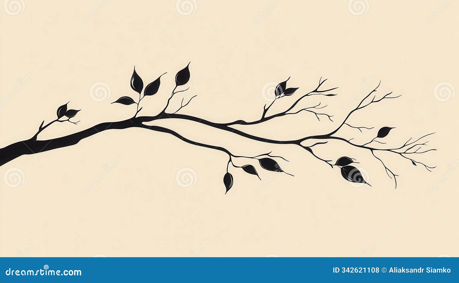 Single Leaf Dangling from Tree Branch Design Stock Illustration ...