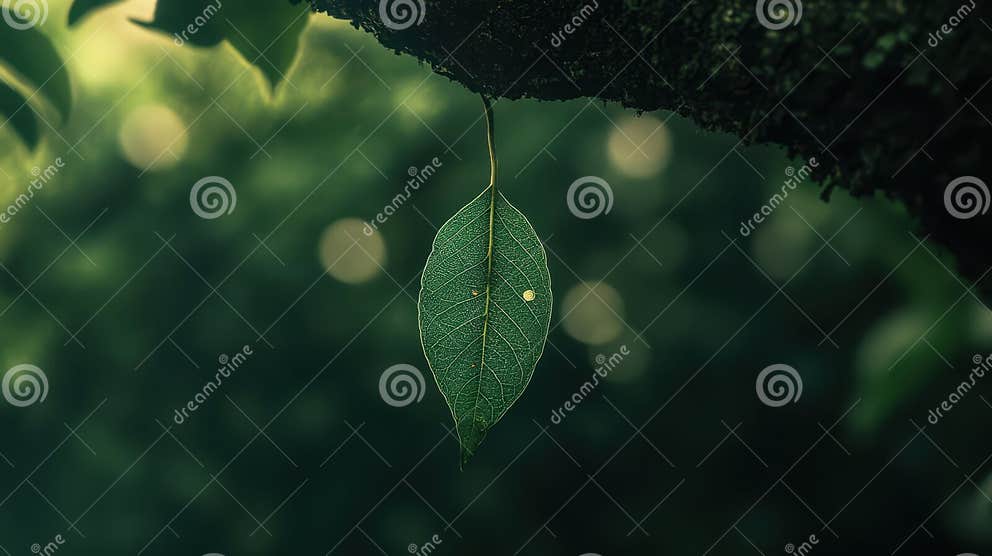 Single Leaf Dangling from Tree Branch Design Stock Illustration ...