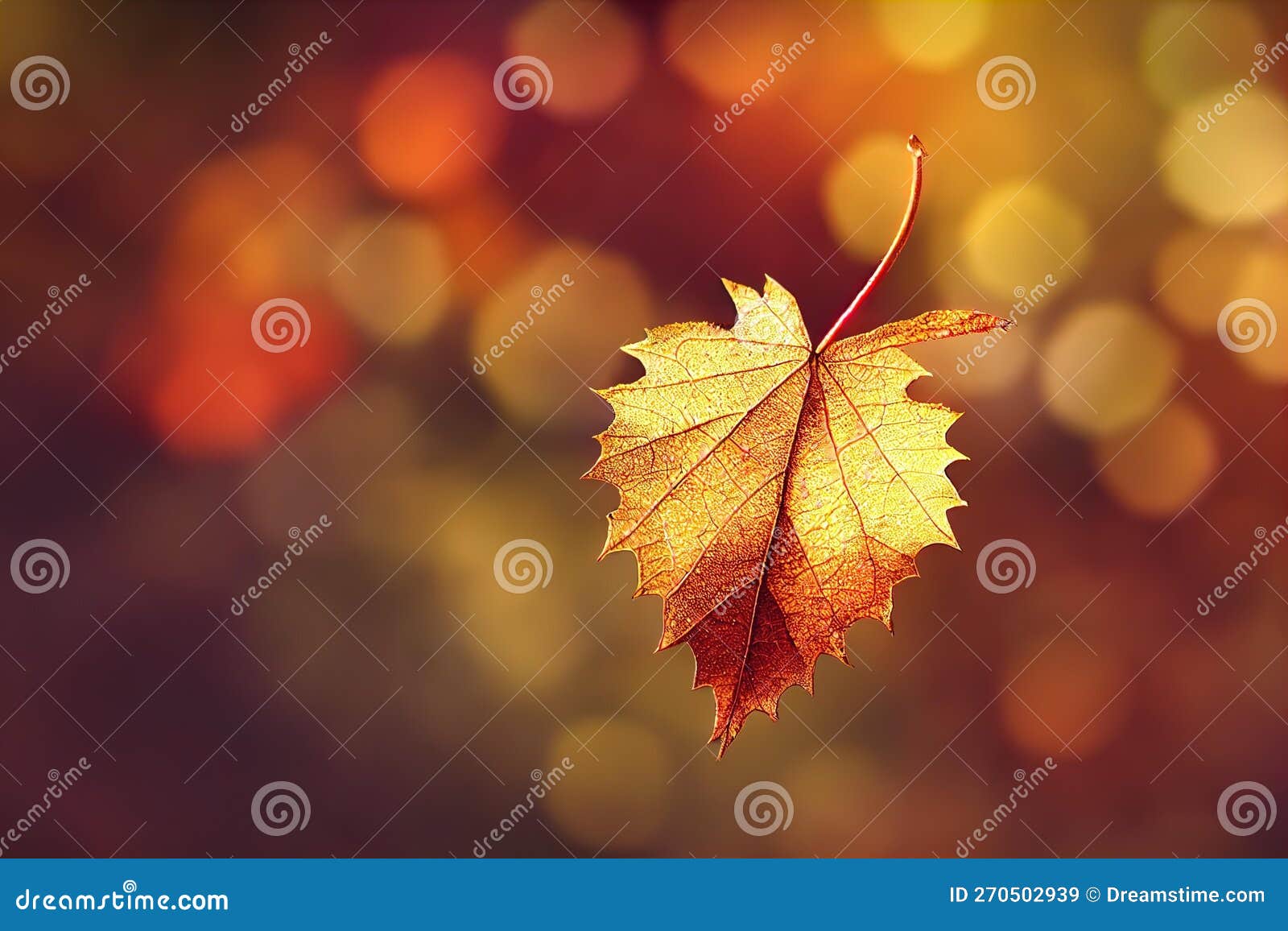 A Single Leaf is Hanging from a Branch in the Air with a Blurry Background of Boke of Light ...