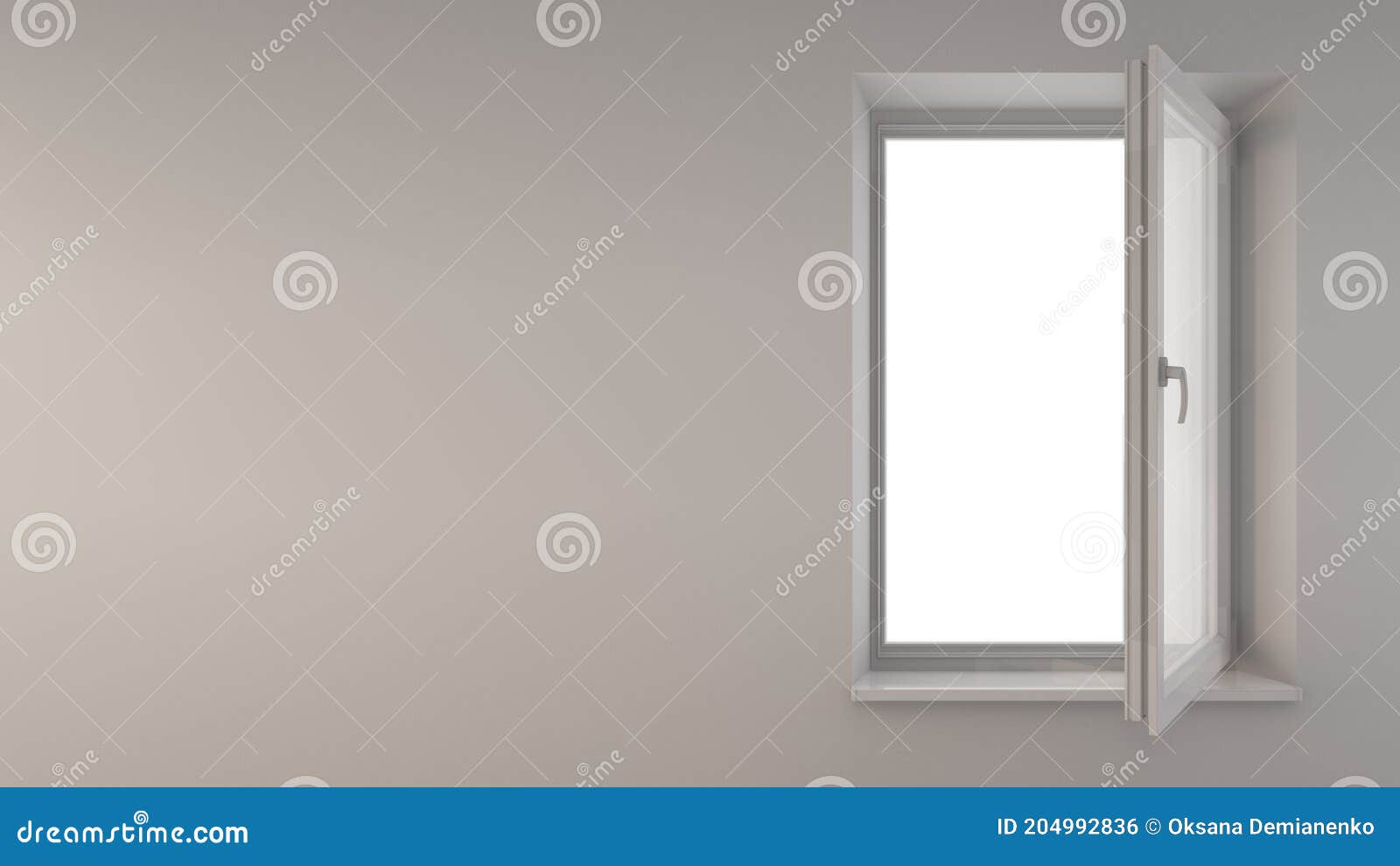 Single-leaf Opened Window on a White Wall. Stock Illustration ...