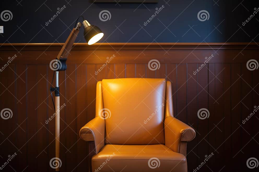 Single Leather Seat with Reading Light Above Stock Image - Image of ...