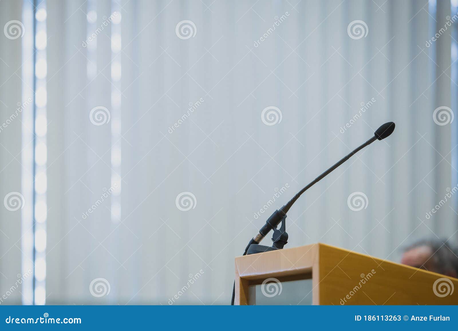 Single Lecture Microphone on a Lecture Stand at a Conference Hall Stock ...