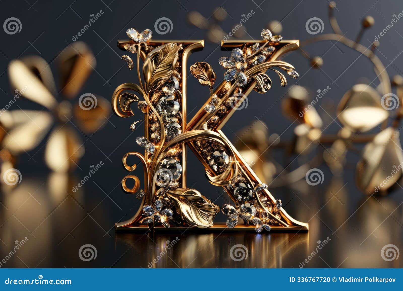 A Single Letter K Surrounded by Lush Greenery and Colorful Blooms Stock ...