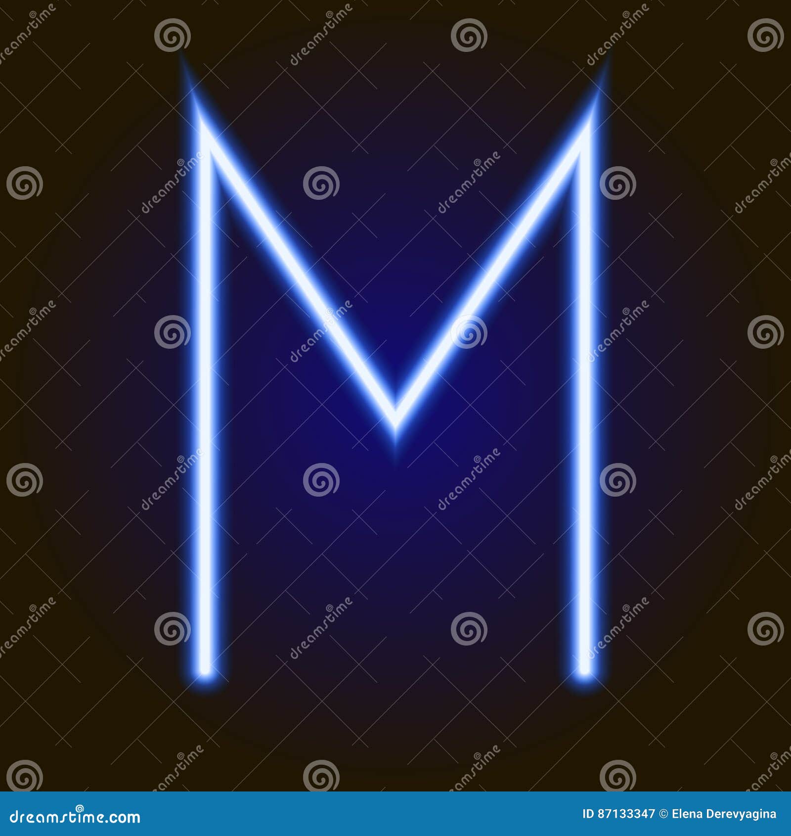 Single Light Blue Neon Letter M Vector Illustration Stock Vector ...
