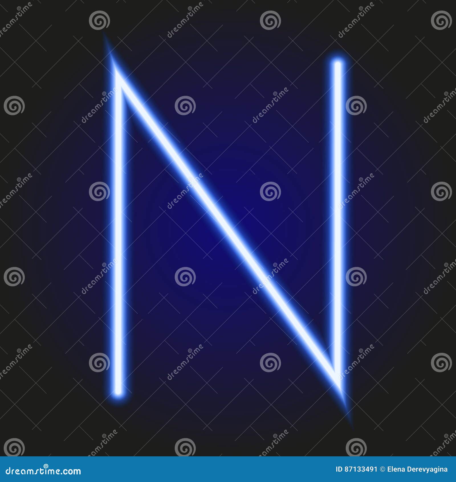 Single Light Blue Neon Letter N Illustration Stock Illustration ...