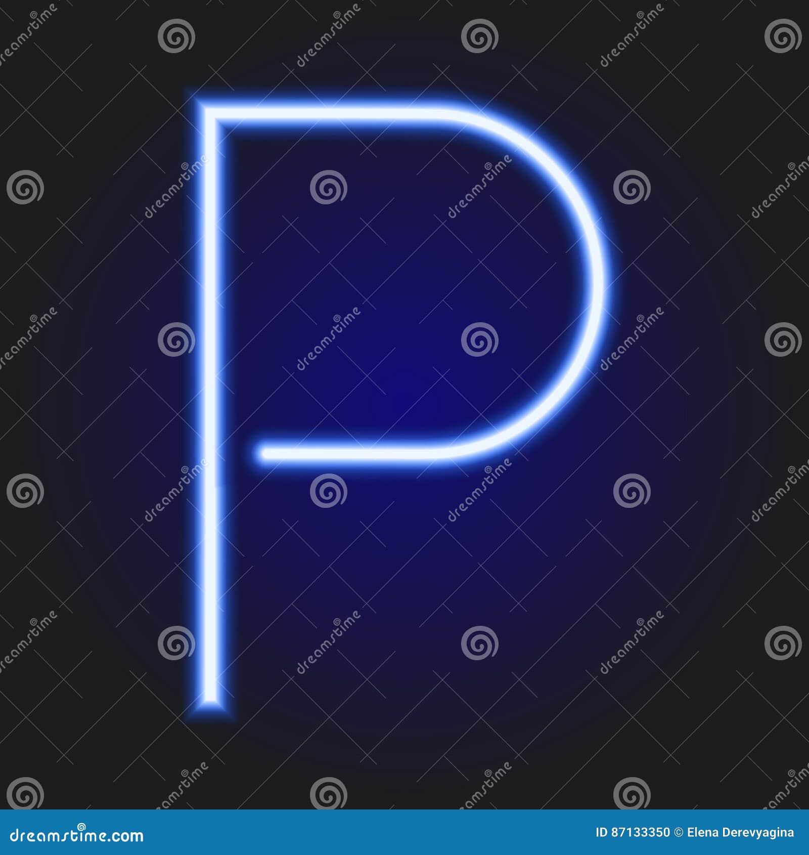 Single Light Blue Neon Letter P Vector Illustration Stock Vector ...