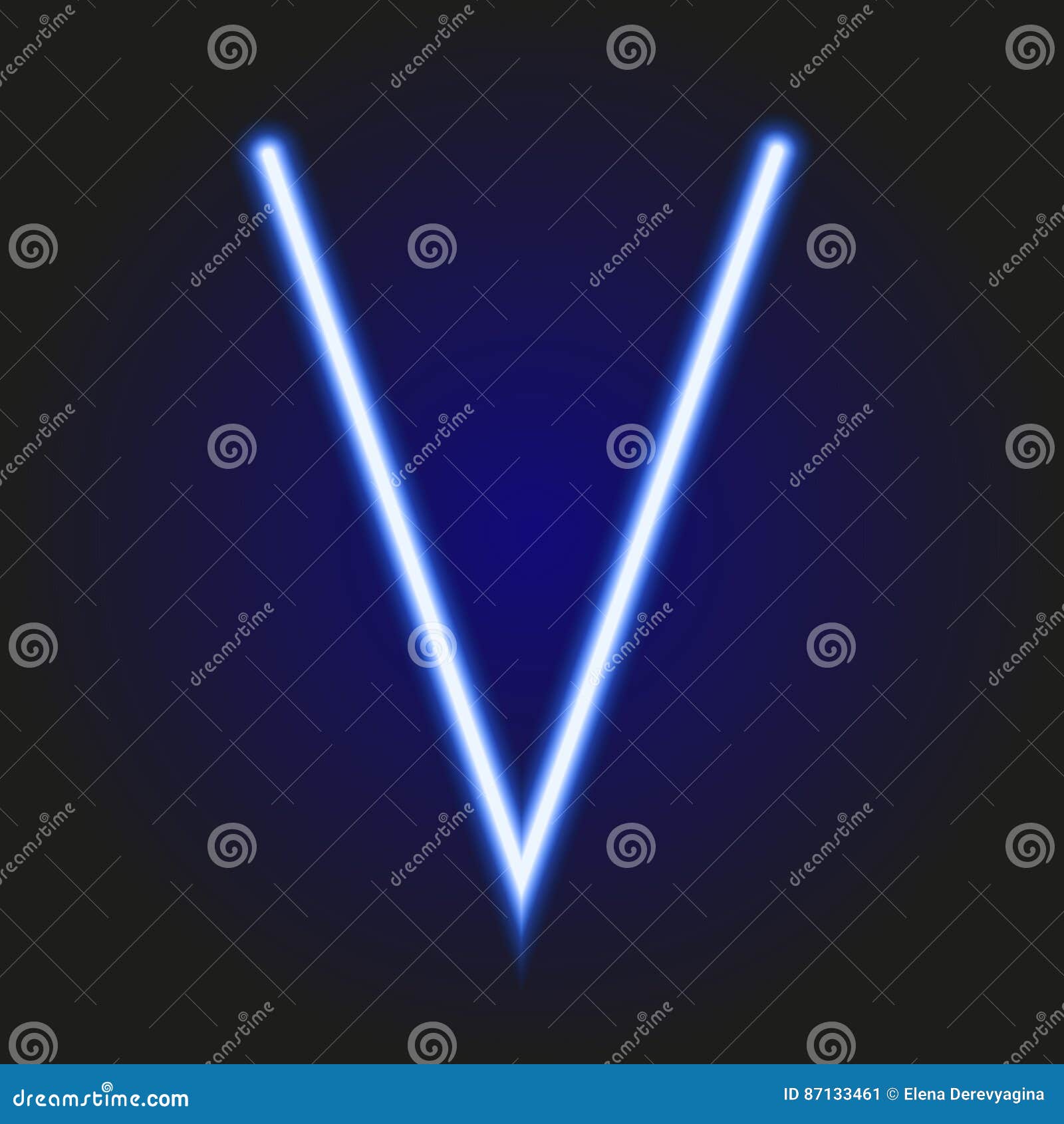 Single Light Blue Neon Letter V Vector Illustration Stock Vector ...