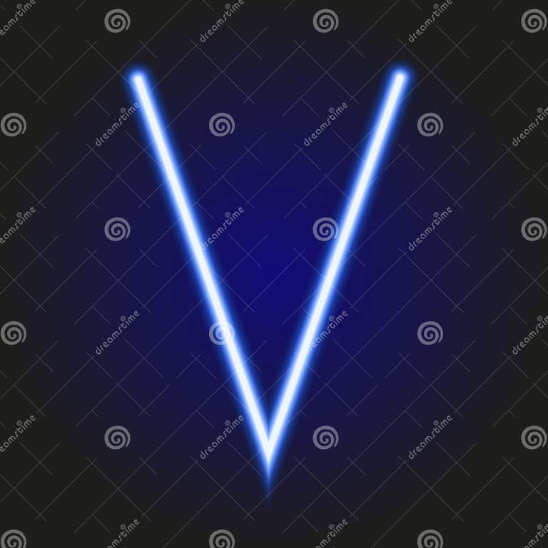 Single Light Blue Neon Letter V Vector Illustration Stock Vector ...