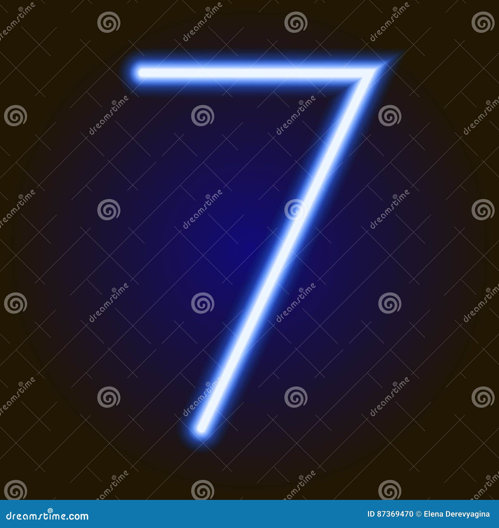 Single Light Blue Neon Numeral 7 Vector Illustration Stock Vector ...