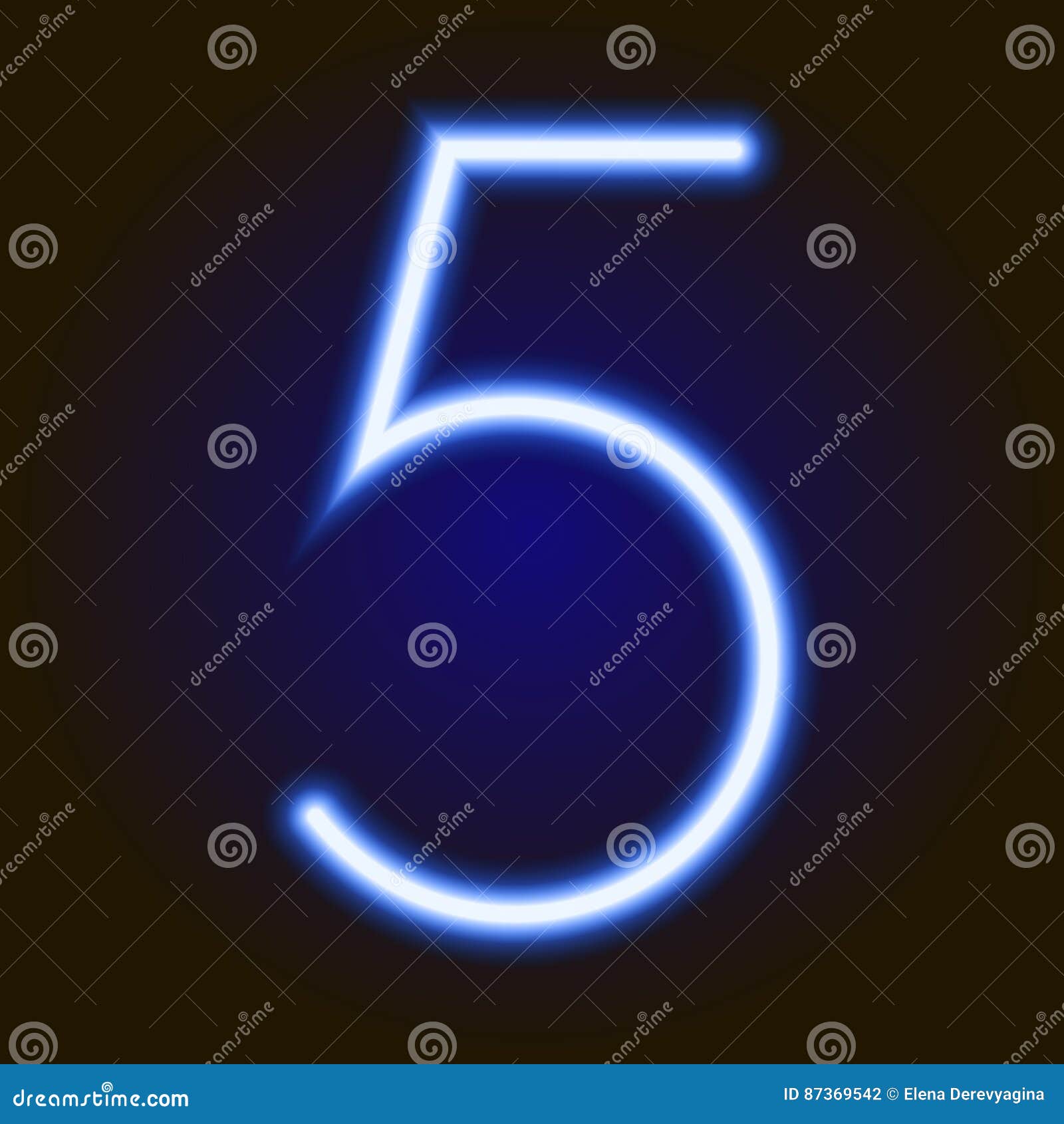 Single Light Blue Neon Numeral 5 Vector Illustration Stock Vector ...
