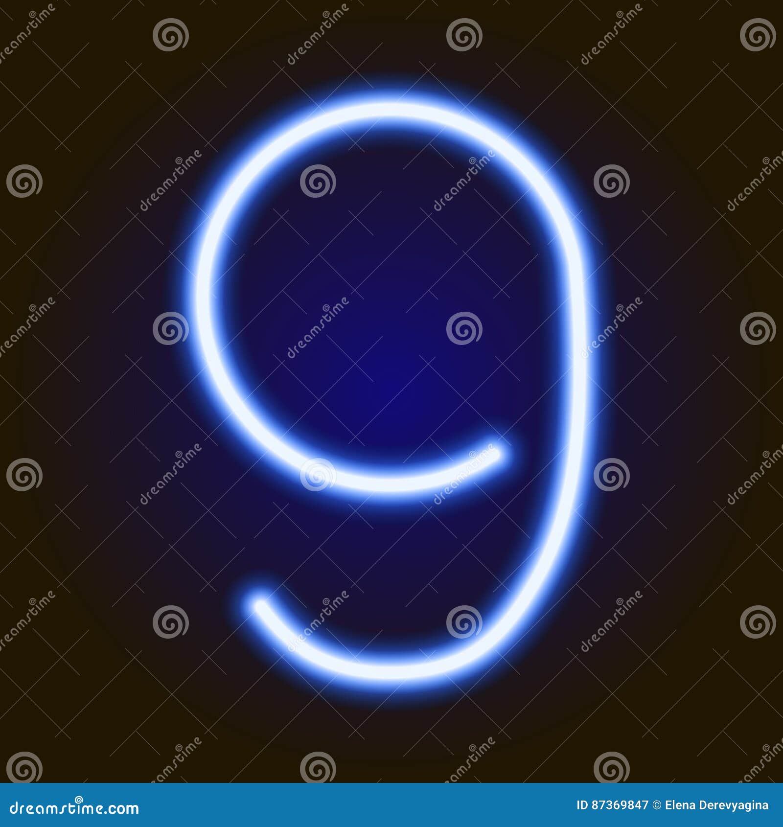 Single Light Blue Neon Numeral 9 Vector Illustration Stock Vector ...