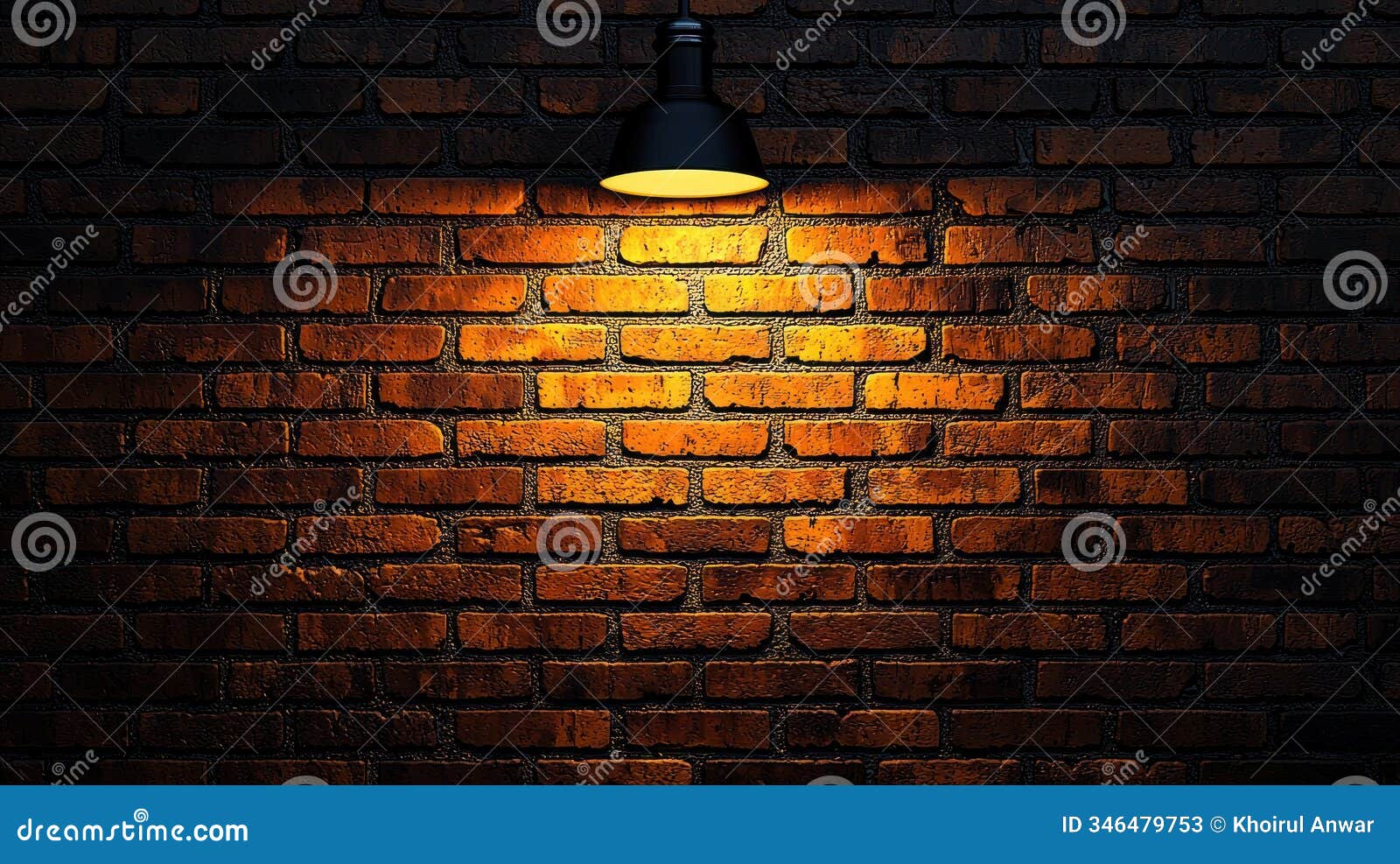 A Single Light Bulb Casts a Warm Glow on a Brick Wall Stock Image ...