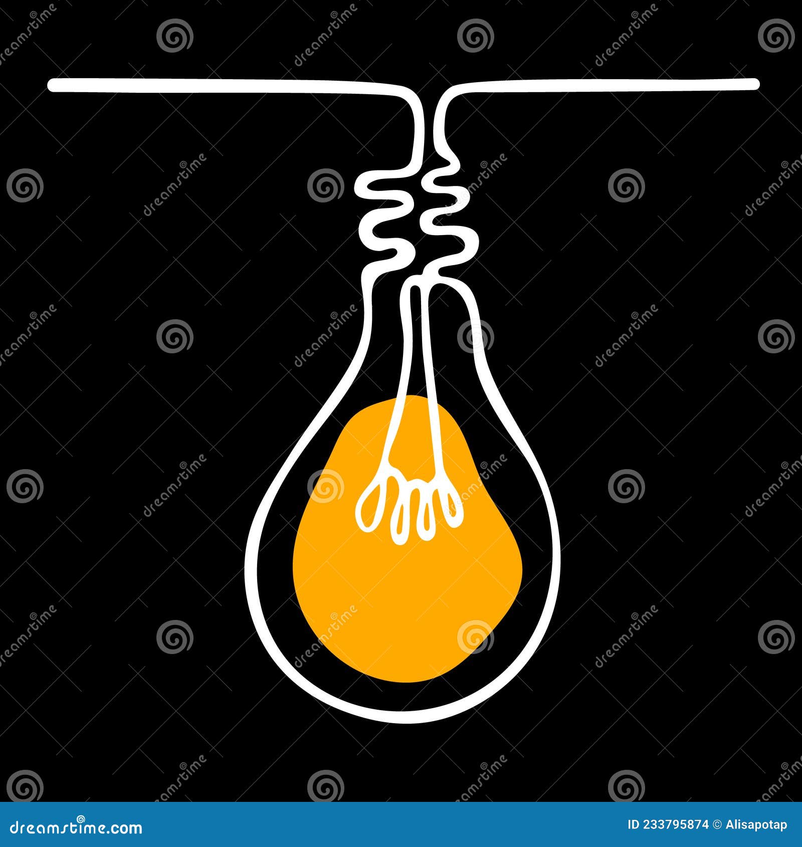 Single Light Bulb Drawn with Continuous Line Stock Vector ...