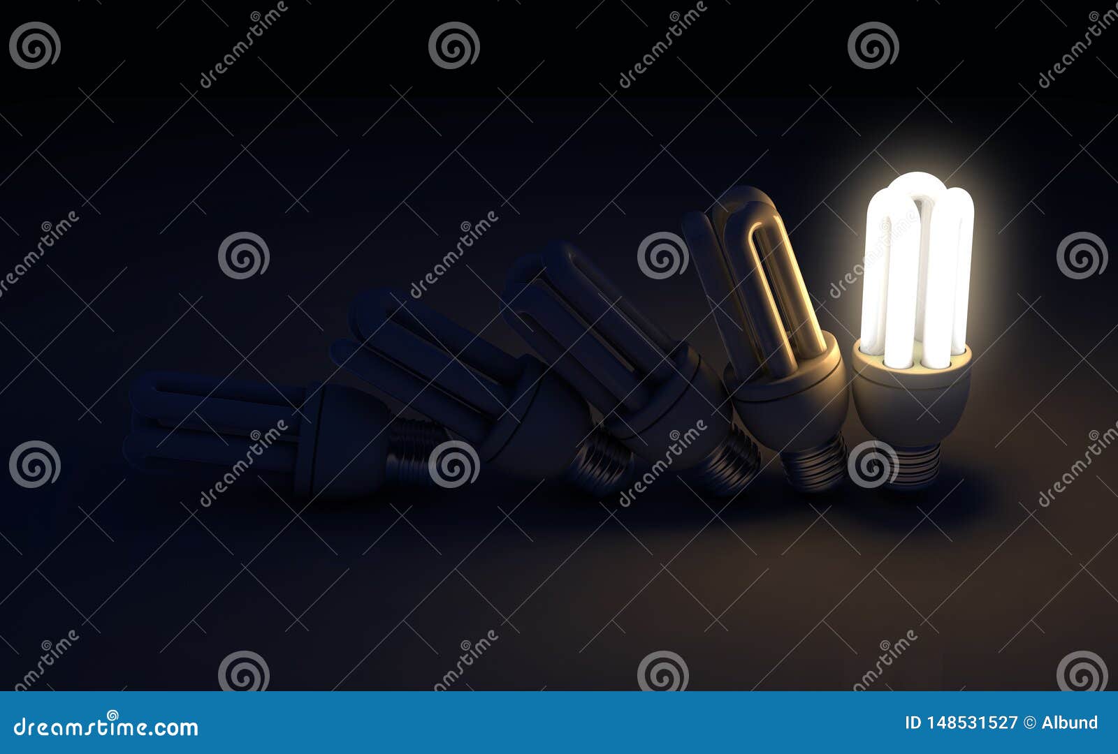 Single Light Bulb Illuminated in Row Stock Image - Image of illuminated ...