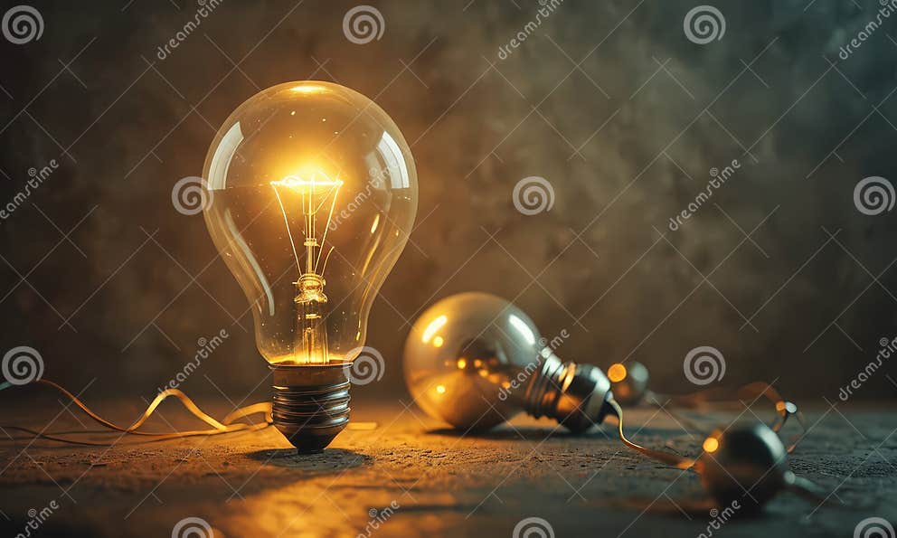 Single Light Bulb Illuminates Dark Background, Casting Warm Glow and ...