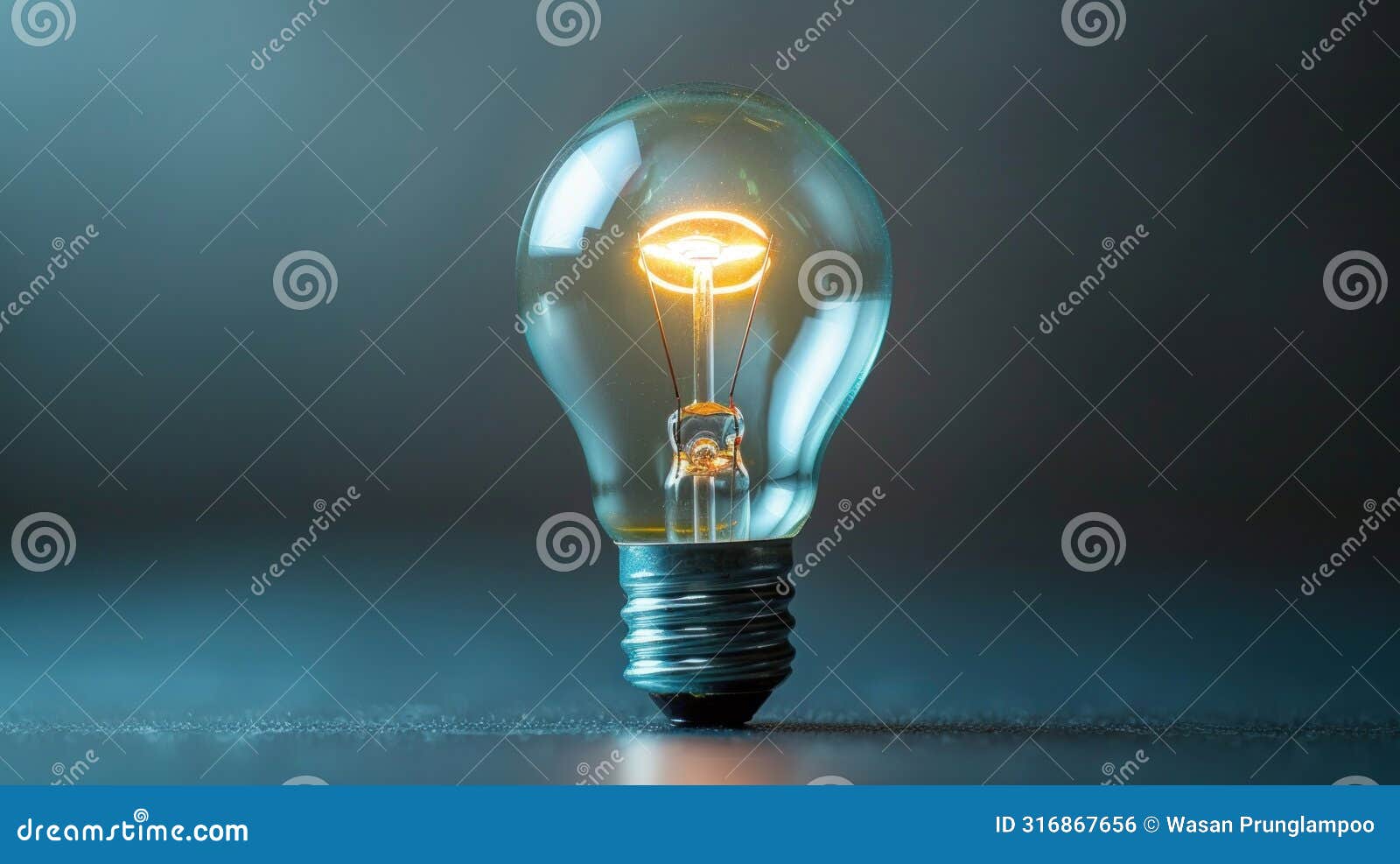 A Single Light Bulb Shining Brightly, Representing Innovation and ...