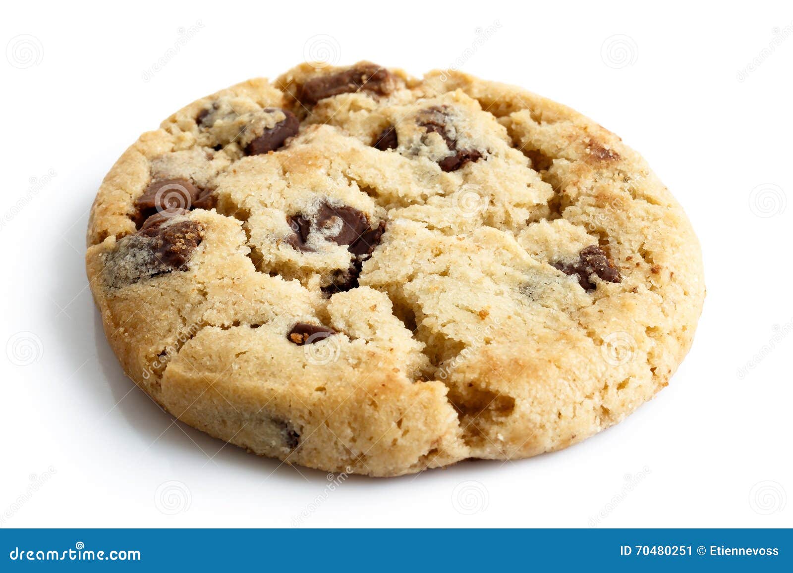 Single Light Chocolate Chip Cookie Isolated on White. Stock Image ...