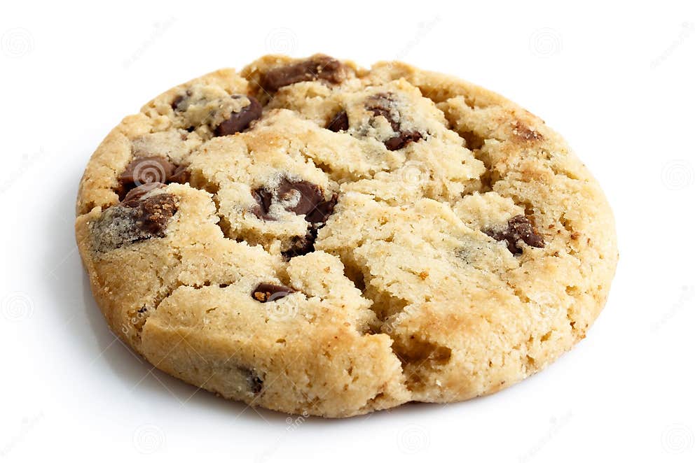 Single Light Chocolate Chip Cookie Isolated on White. Stock Image ...